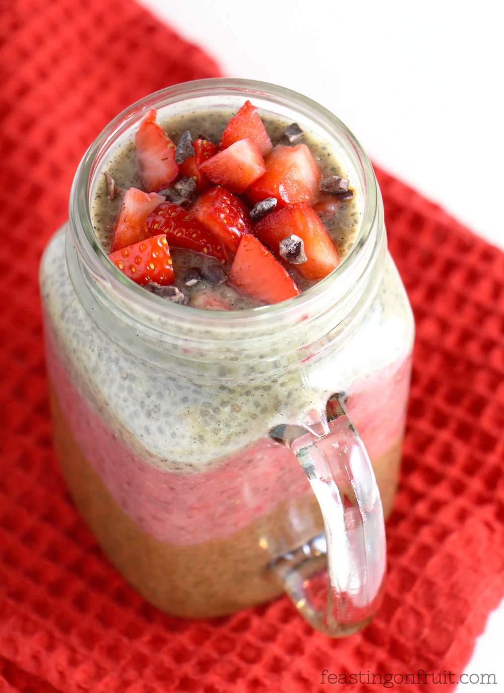 Neapolitan Chia Pudding - Feasting on Fruit