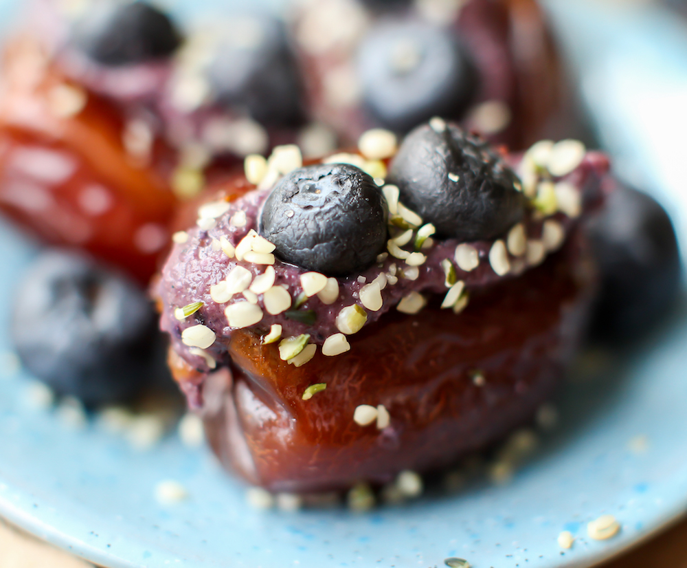 Blueberry Vanilla Stuffed Dates - Feasting on Fruit