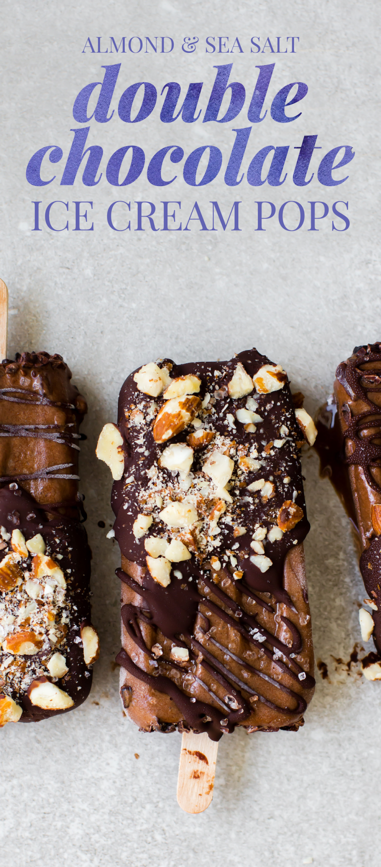 Chocolate Almond Sea Salt Ice Cream Pops | Feasting on Fruit