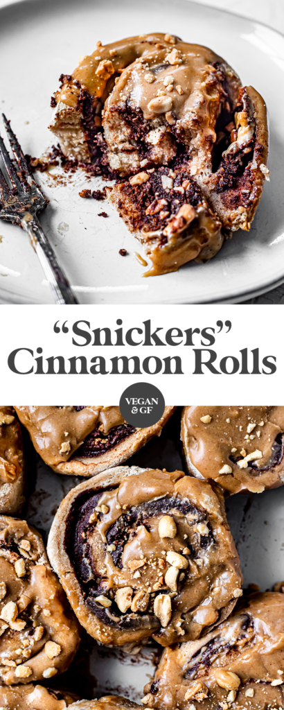 "Snickers" Cinnamon Rolls (vegan + grain-free) | Feasting on Fruit