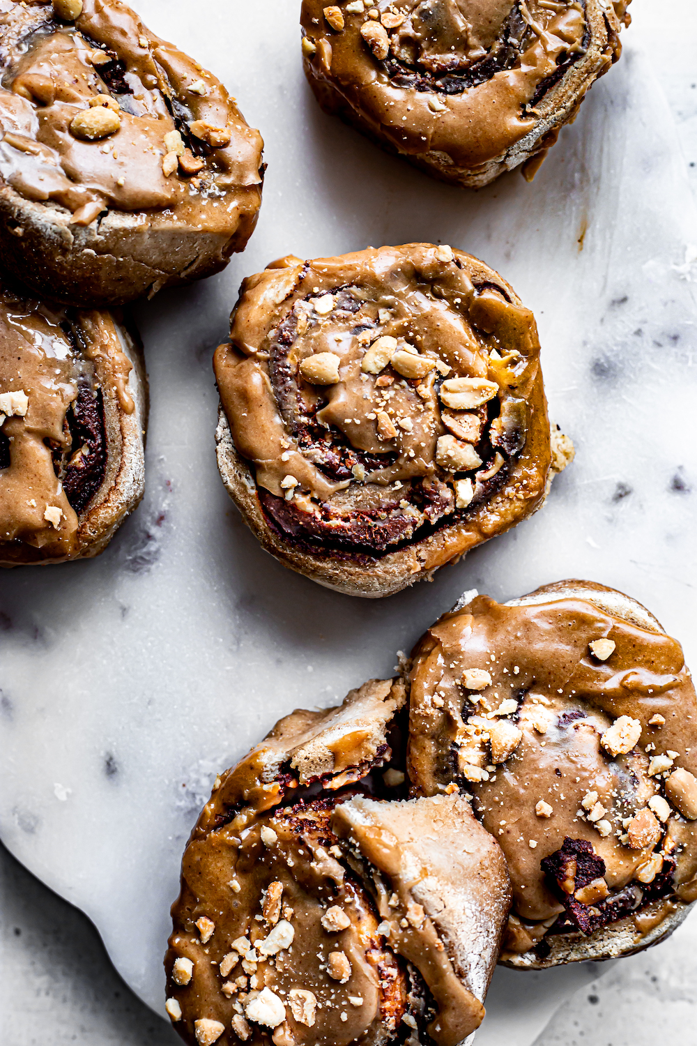 "Snickers" Cinnamon Rolls (vegan + grain-free) | Feasting on Fruit