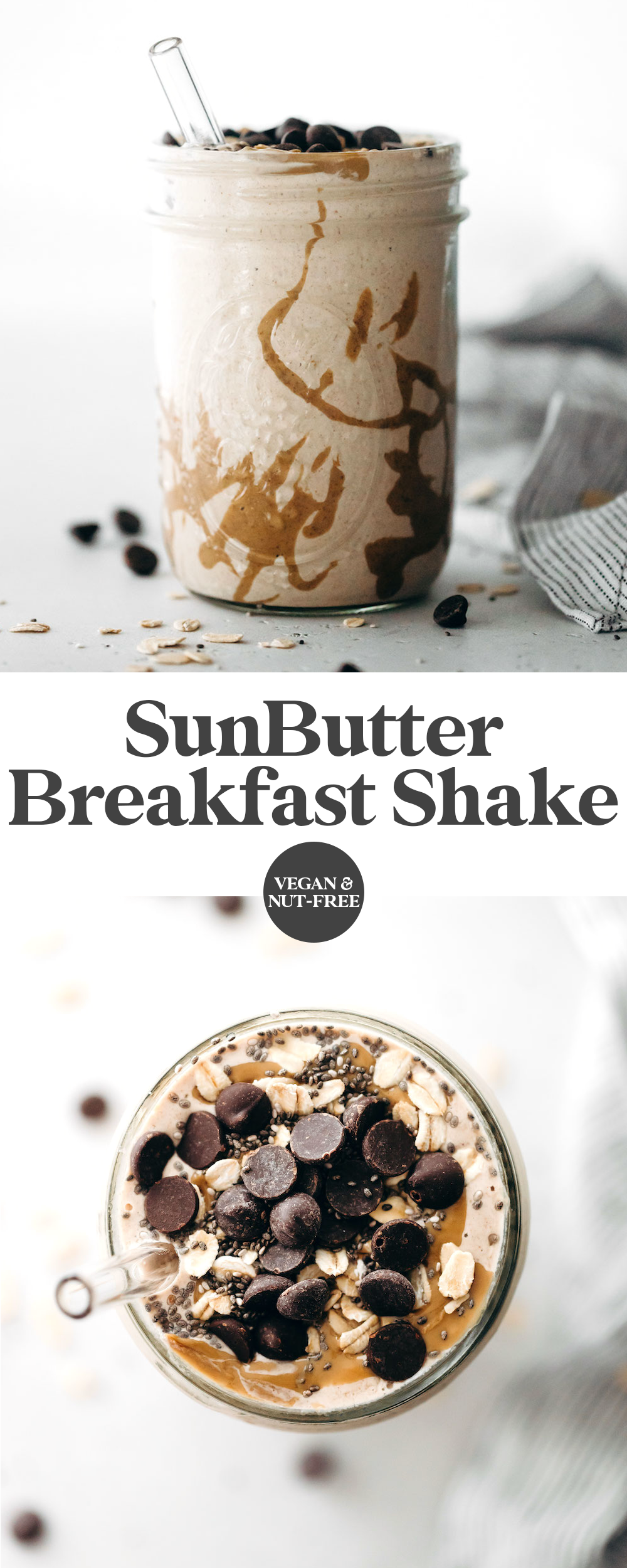SunButter Breakfast Shake (dairy-free + nut-free) | Feasting on Fruit