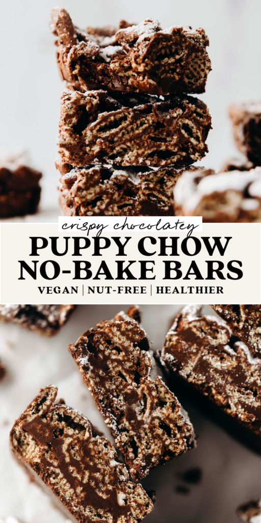 Puppy Chow Bars (vegan + nut-free) | Feasting on Fruit
