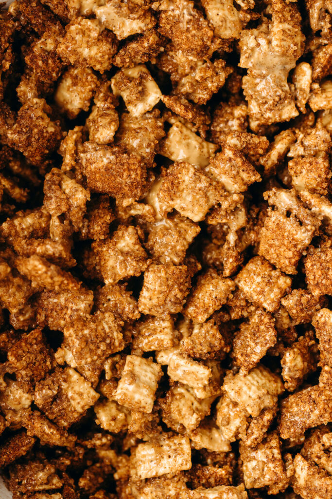 Chai Snickerdoodle Puppy Chow (vegan + nut-free) | Feasting on Fruit